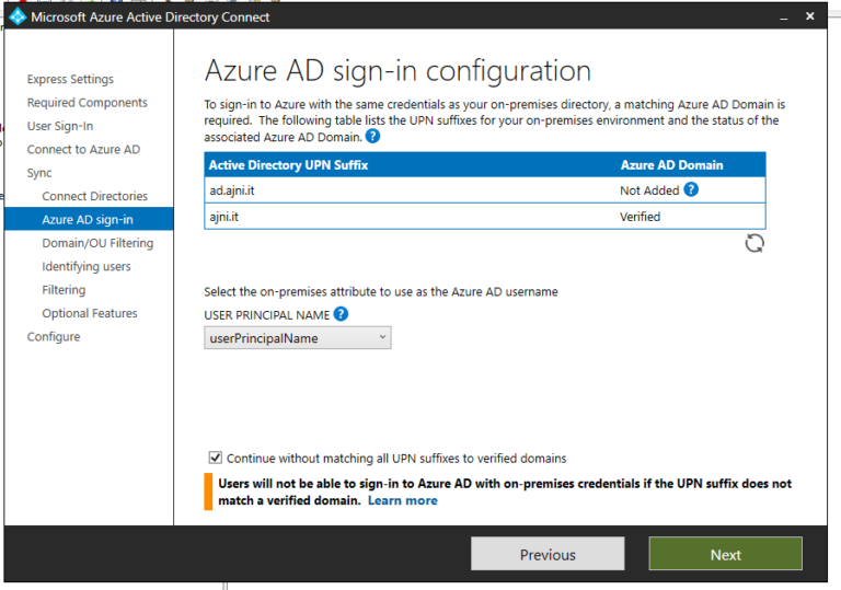 Configuring Azure AD Connect for user synchronization – ajni.IT